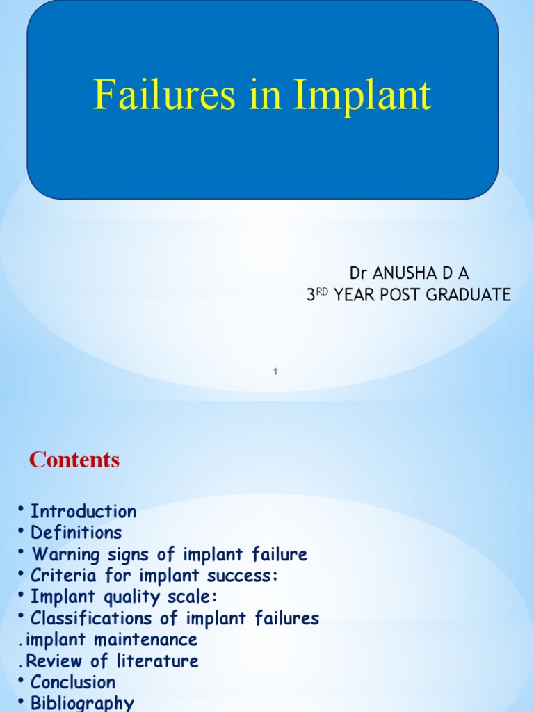 Managing Implant Failures and Success | PDF