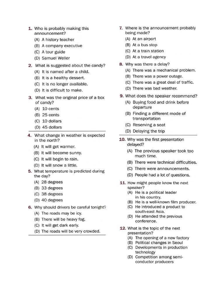 TOEIC Practice Test 6 | PDF