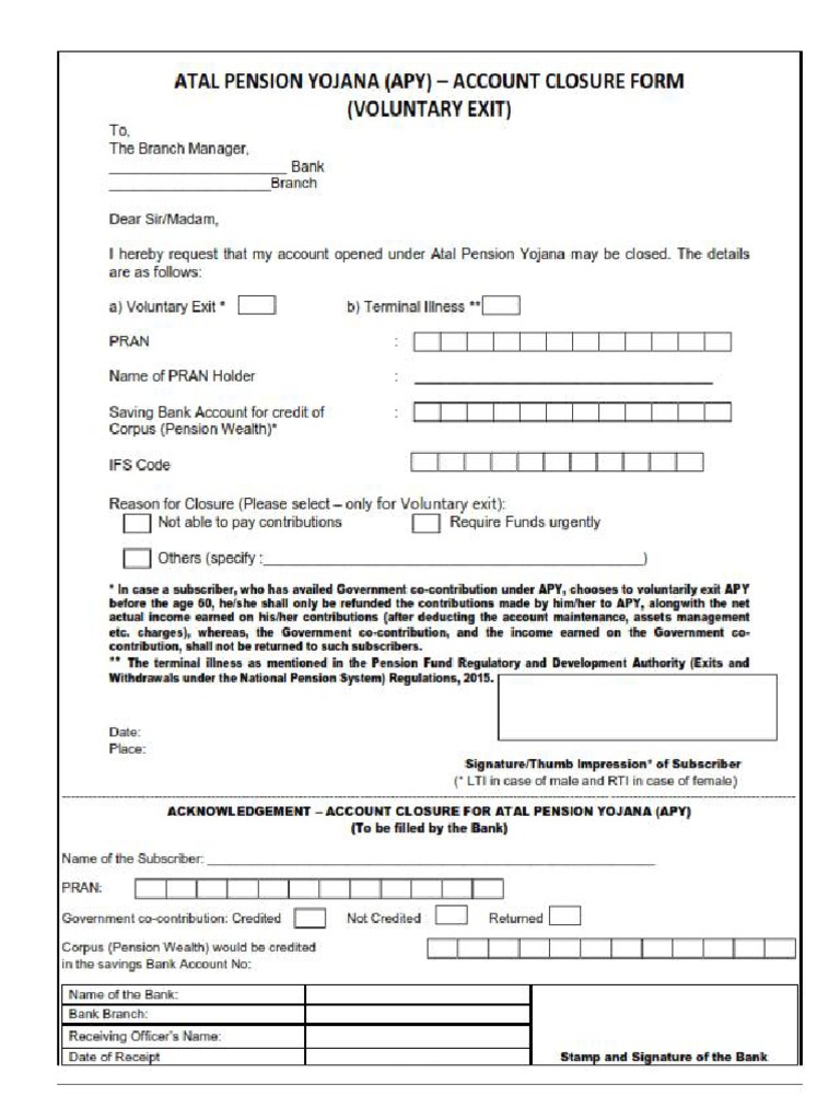 Apy Account Closure Form | PDF