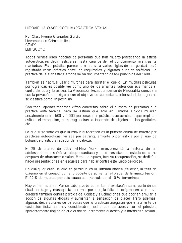 Hipoxifilia o Asfixiofilia | PDF