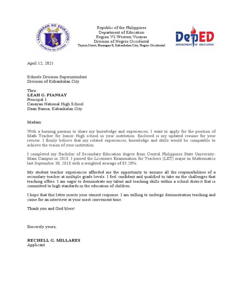 Application Letter | PDF