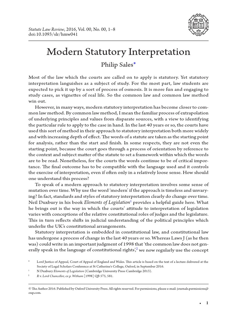 Modern Statutory Interpretation | PDF | Statutory Interpretation ...
