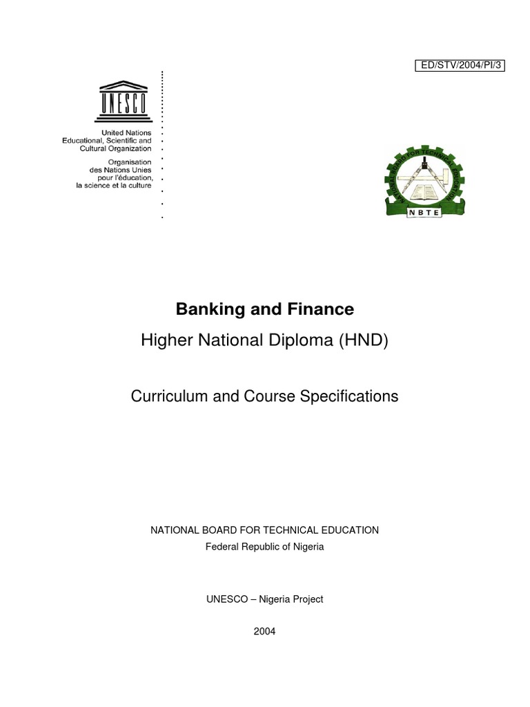 HND Banking and Finance Curriculum | PDF | Accounting | Banks