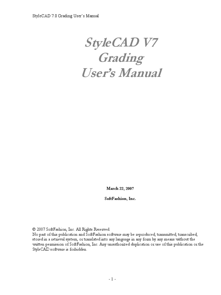 StyleCAD V7 Grading Manual | PDF