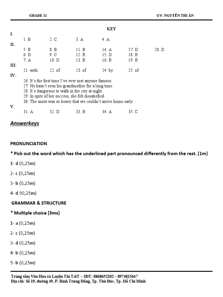 Dap An Test 3,4 Grade 9 | PDF | Ho Chi Minh City | Vietnam
