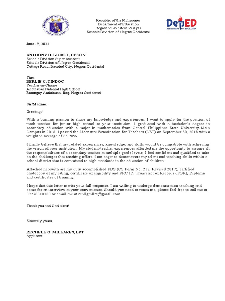 Letter of Intent ANHS | PDF