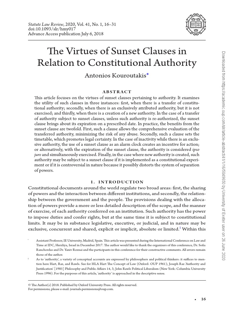 The Virtue of Sunset Clause | PDF | Bill (Law) | Veto