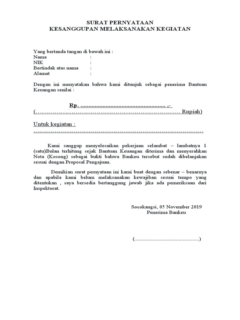 SURAT PERNYATAAN BKK | PDF