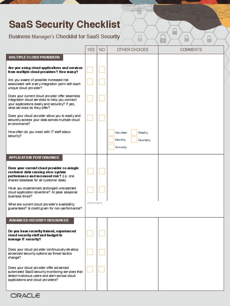 Saas Security Checklist | PDF | Cloud Computing | Security