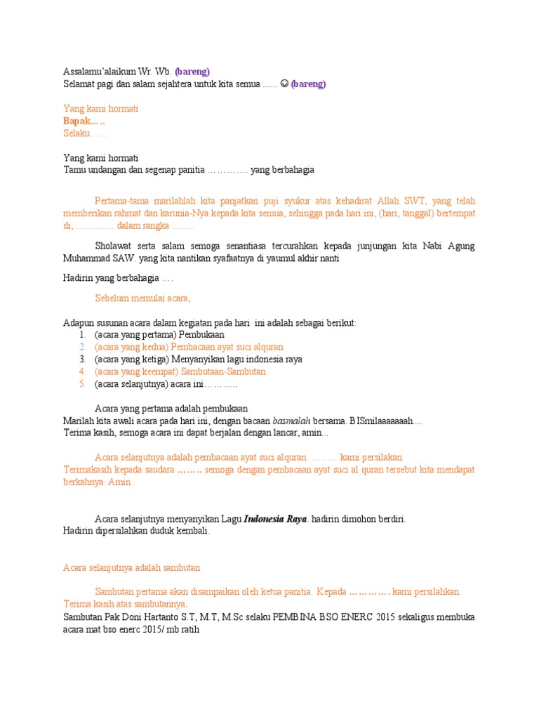 Teks MC Pembukaan Acara Formal | PDF