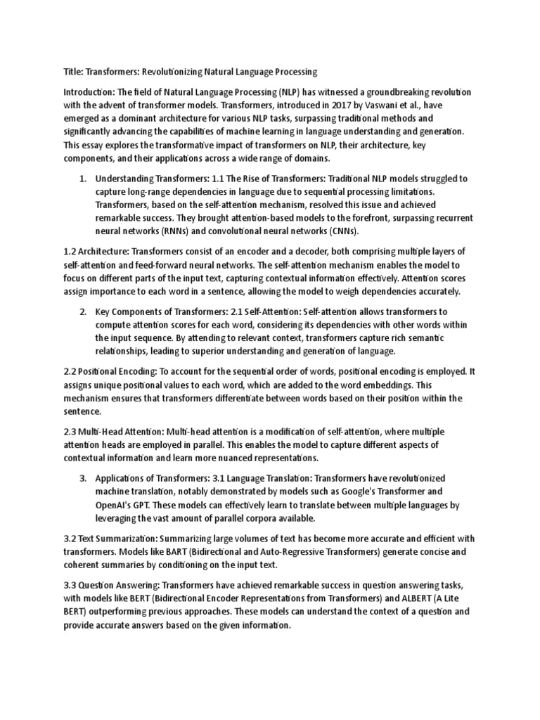 Transformers | PDF | Learning | Applied Mathematics