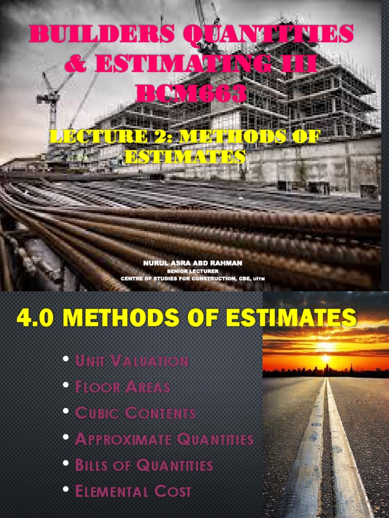 Lecture 5 - Method of Estimating | PDF