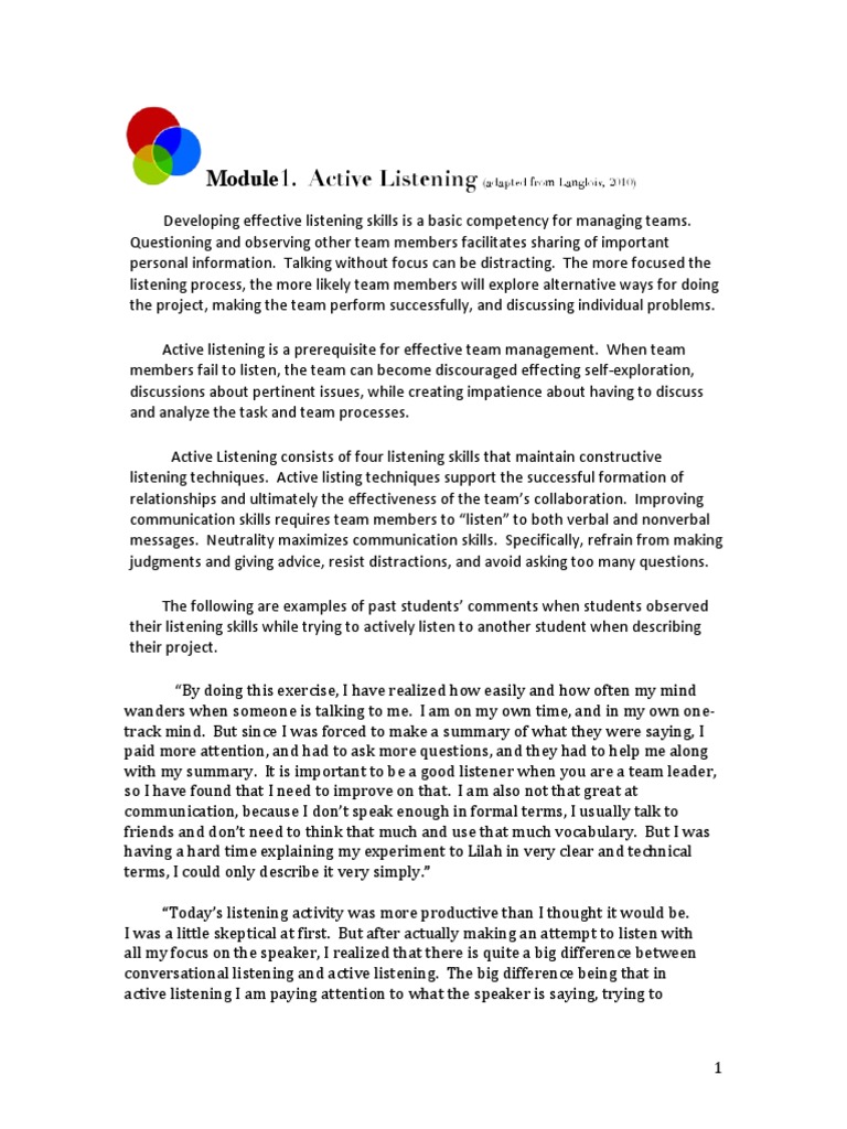 Module 1 Active Listening | PDF