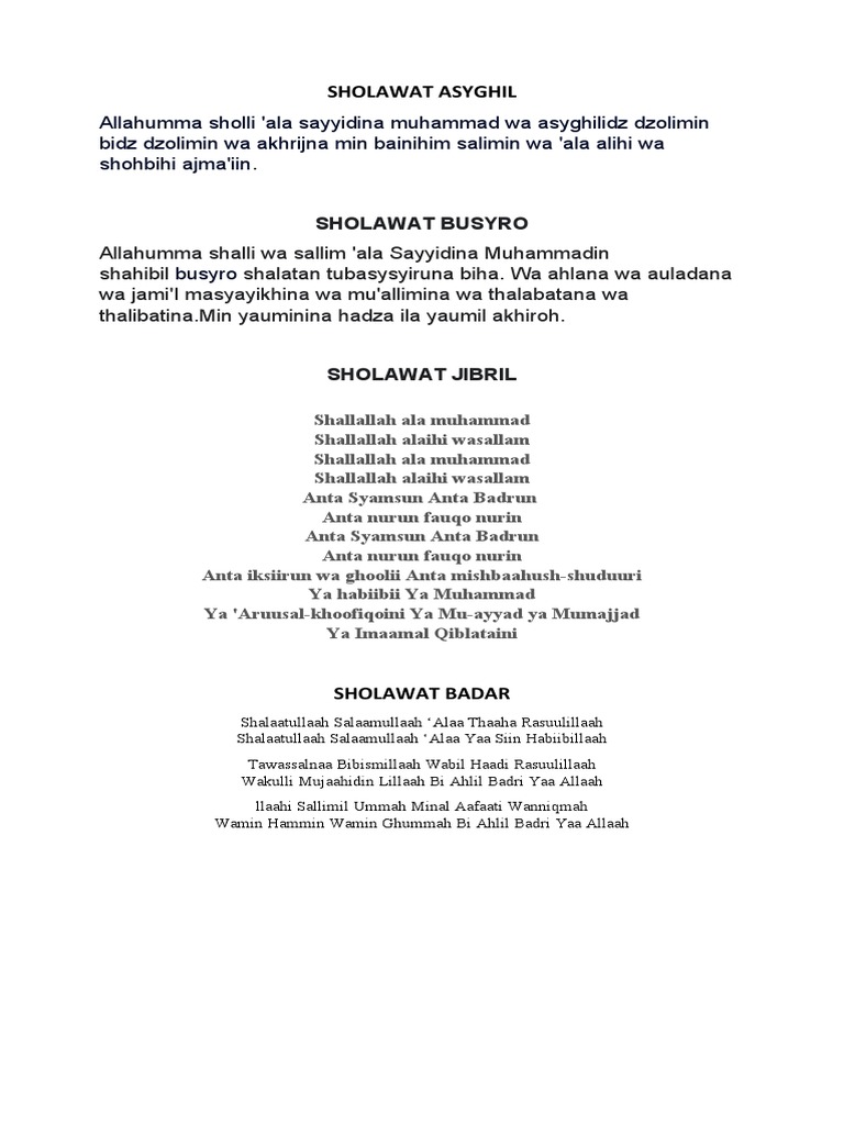 Sholawat Tpa | PDF | Religion & Spirituality