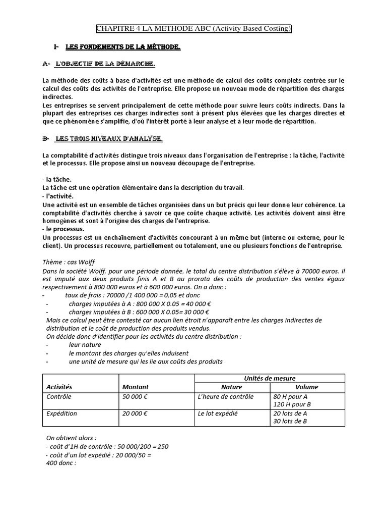 Méthode ABC : Calcul des Coûts d'Activité | PDF | Business | Processus ...