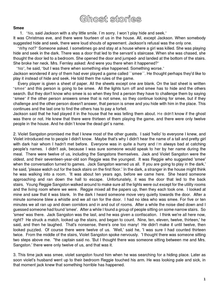 Ghost stories General Summary 5th Year | PDF