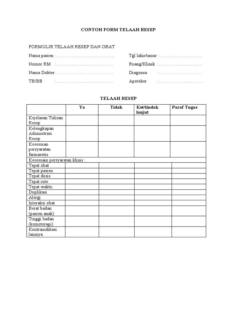 3.10.1 - Ep - 4a Form Telaah Resep | PDF