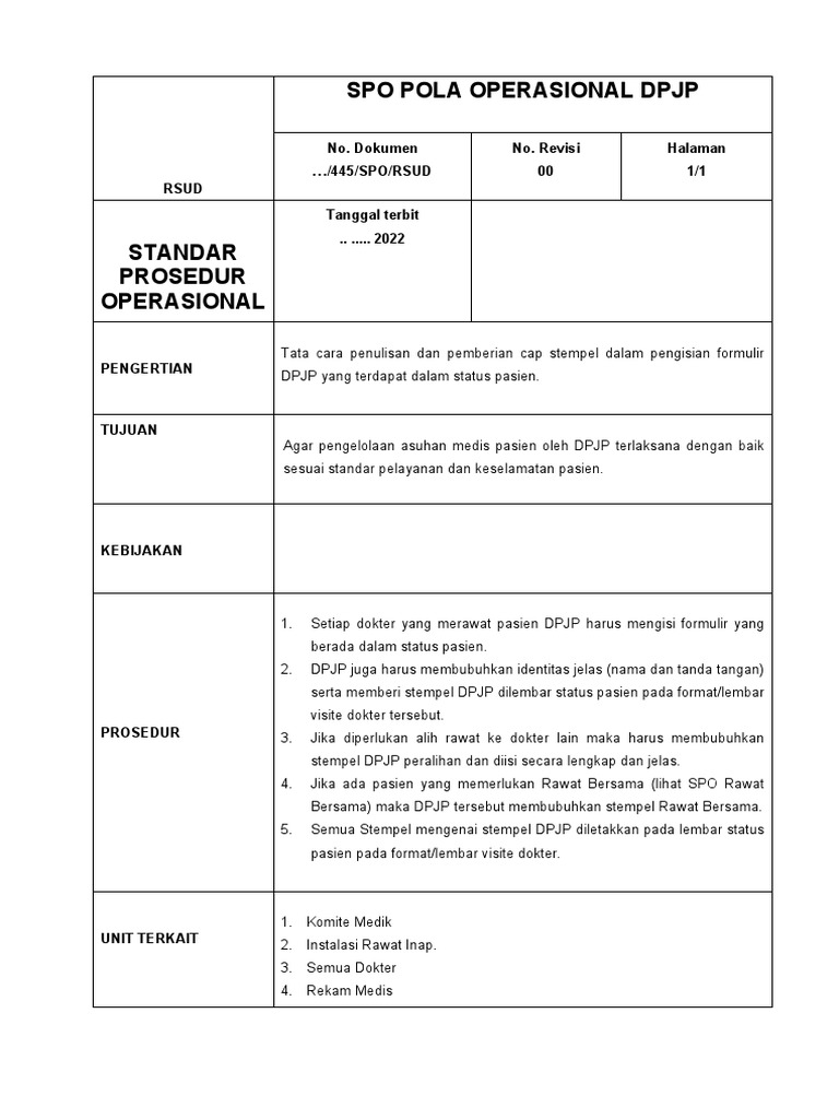 SPO POLA OPERASIONAL DPJP | PDF