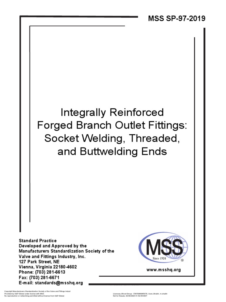MSS SP 97 2019 | PDF | Pipe (Fluid Conveyance) | Mechanical Engineering