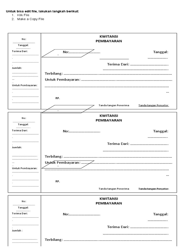 Contoh Format Kwitansi Pembayaran | PDF