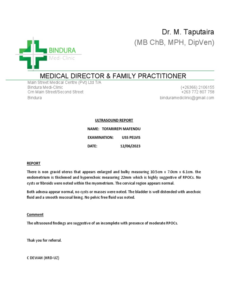 Ultrasound Report | PDF
