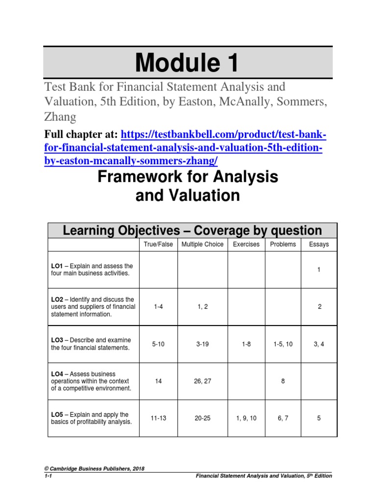 Test Bank For Financial Statement Analysis and Valuation 5th Edition by ... Test Bank For Financial Statement Analysis and Valuation 5th Edition by ...