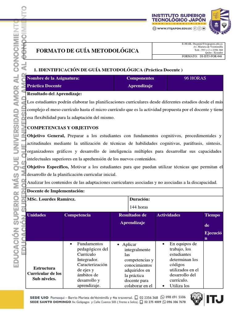 Guía Metodologica - Practicadocente | PDF | Plan de estudios | Aprendizaje