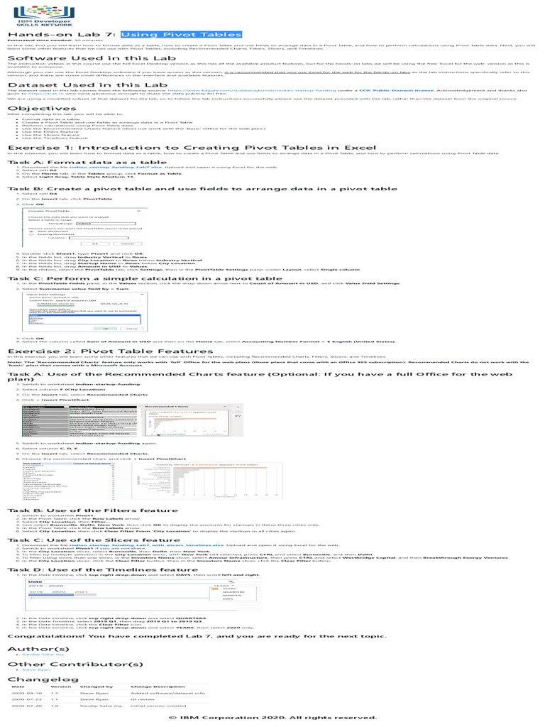 Using Pivot Tables | PDF | Microsoft Excel | Computing