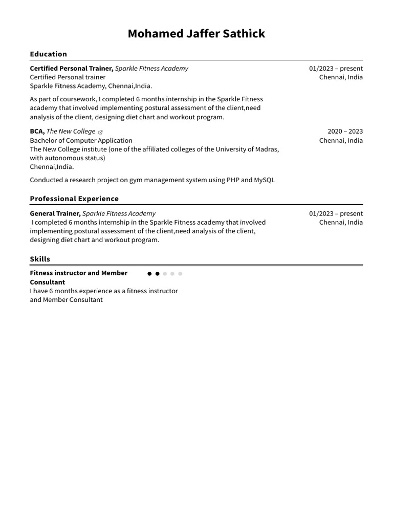 Mohamed Jaffer Sathick Resume 06-06-2023!12!11-22 | PDF