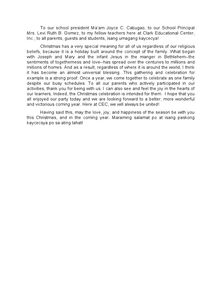 Closing Remarks Xmas Party | PDF