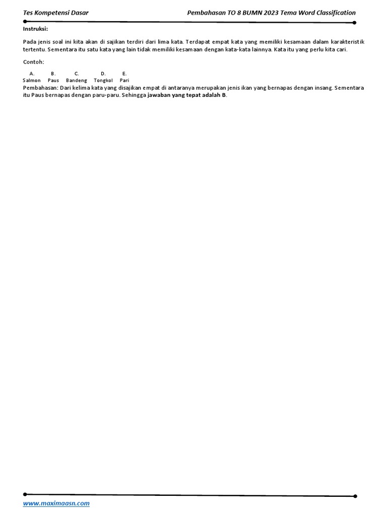 Soal Word Classification TKD BUMN 2023 | PDF