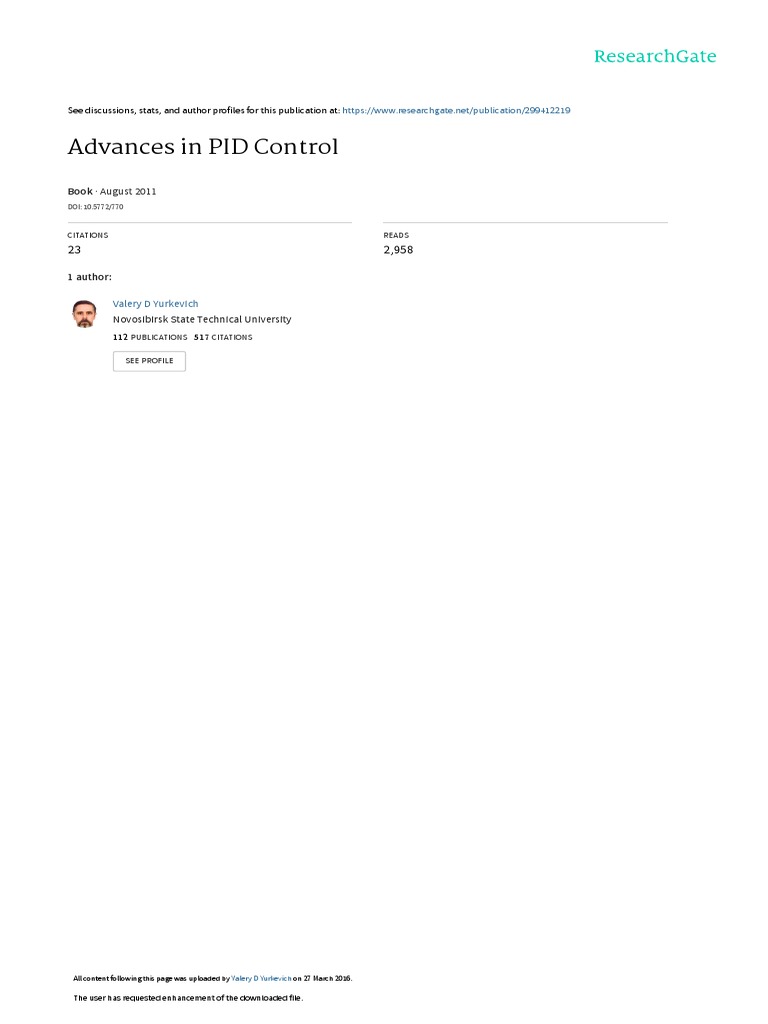 Control Advances in PID Control | PDF