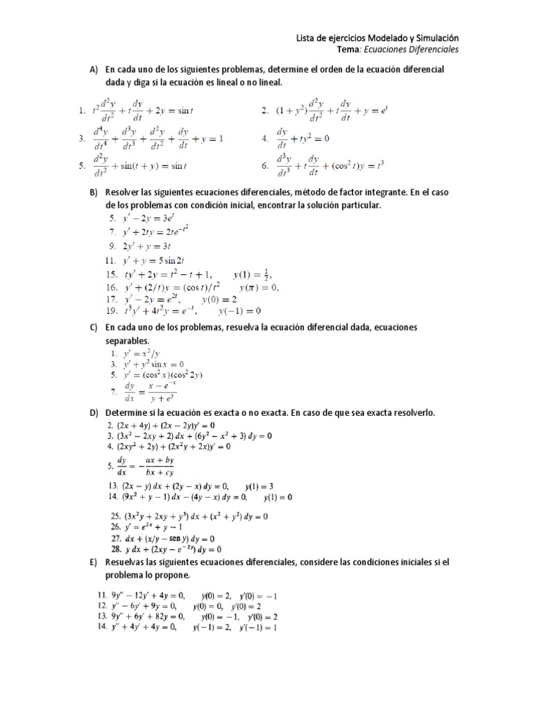 Ejercicios de preparacion para 1er examen parcial MODELADO | PDF