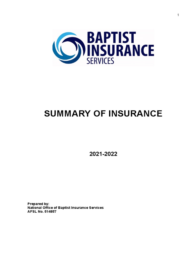 Baptist Insurance Services Overview 2021-2022 | PDF | Insurance | Liability Insurance