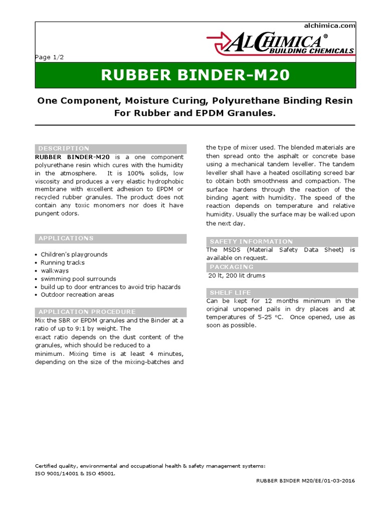 Rubber Binder M20: Polyurethane Resin | PDF | Building Engineering ...