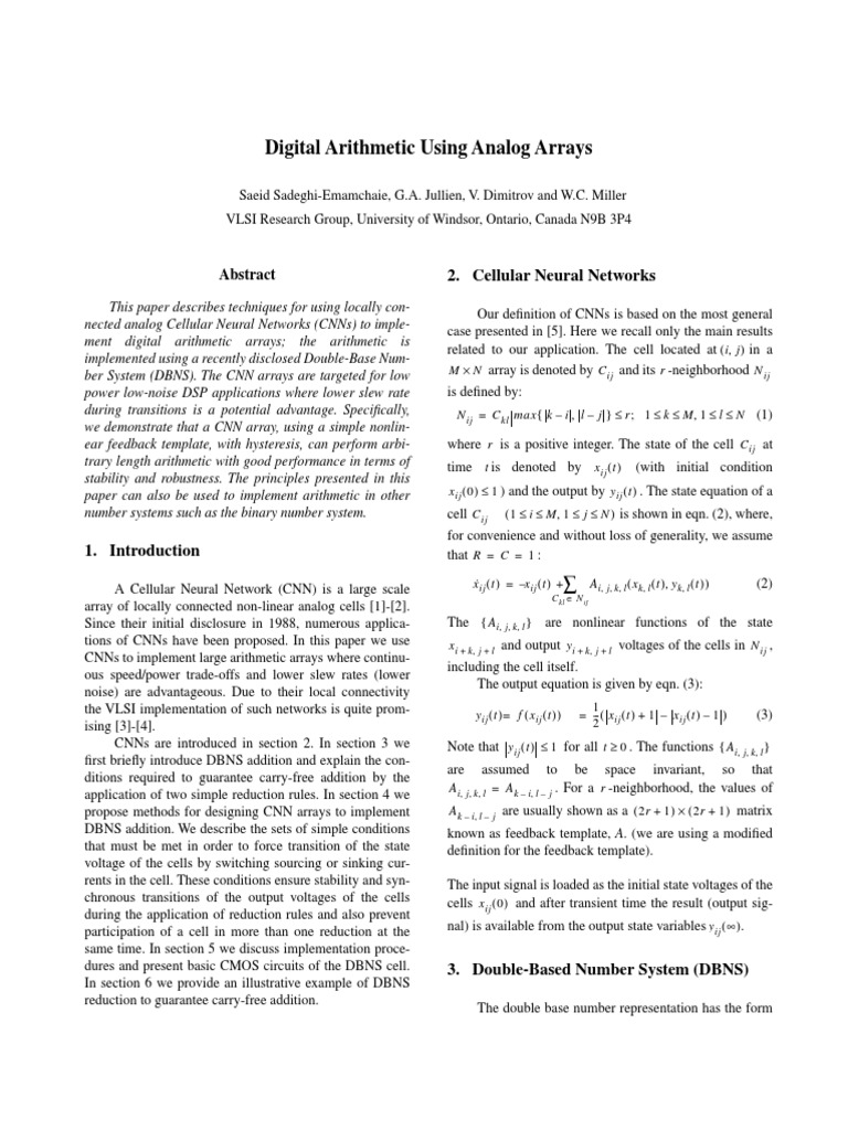 Digital Arithmetic Using Analog Arrays | PDF | Cmos | Electrical ... Digital Arithmetic Using Analog Arrays | PDF | Cmos | Electrical ...
