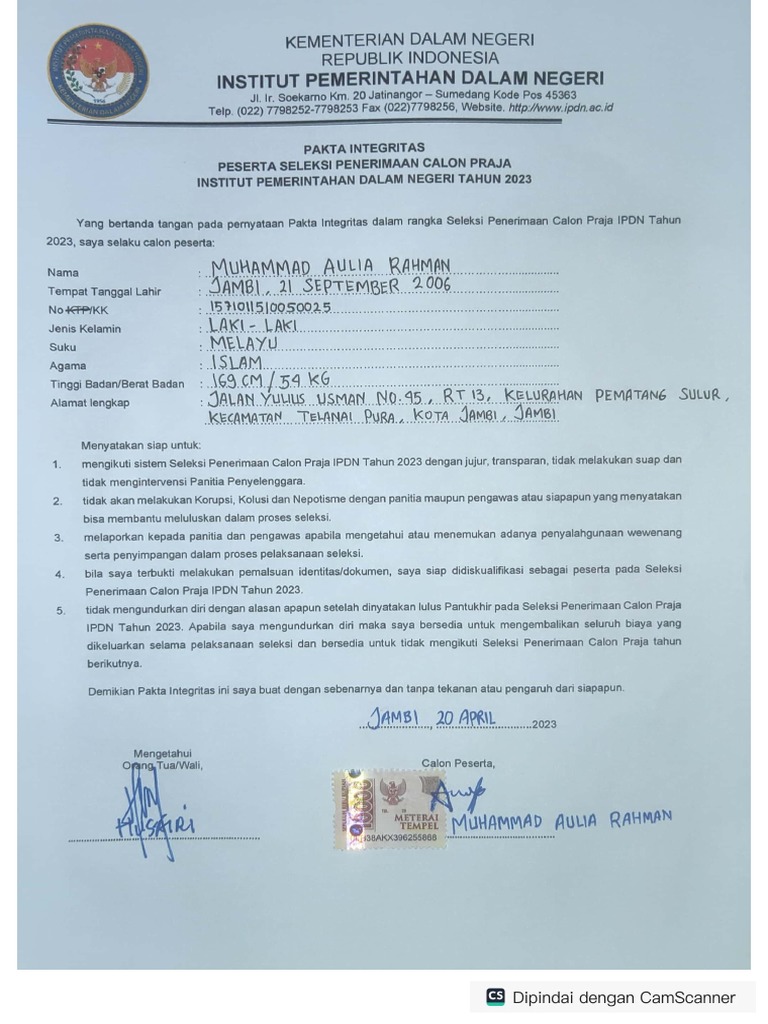 Pakta Integritas | PDF