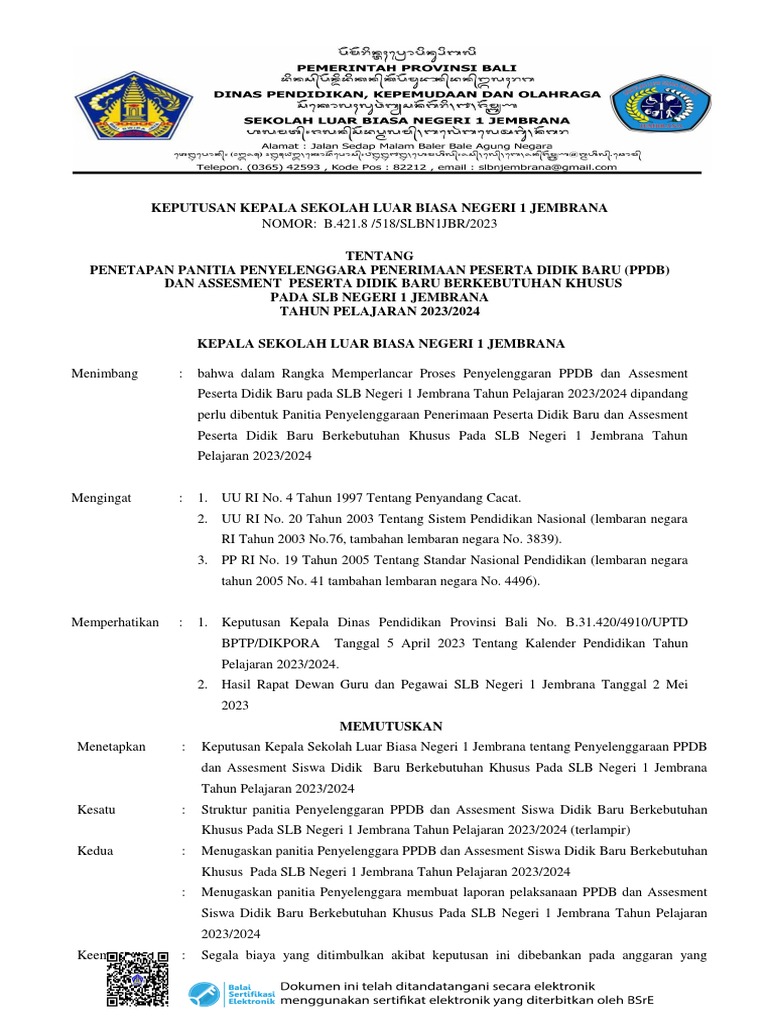 SK PPDB Dan ASESSMENT 2023 2024 | PDF