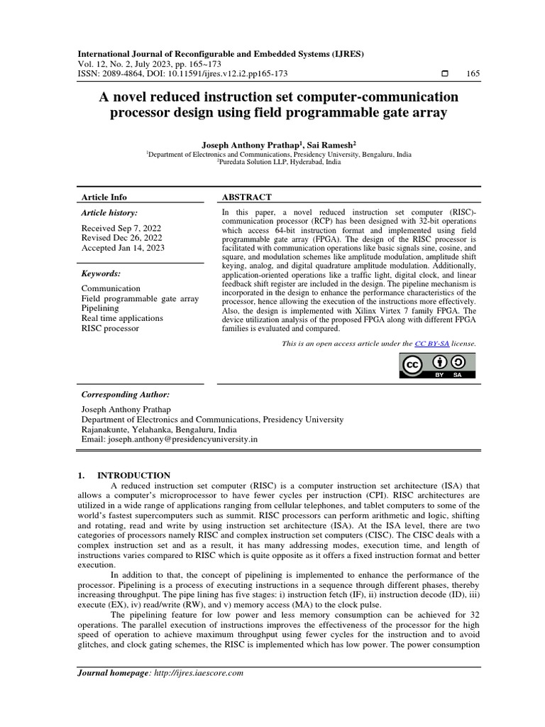 A Novel Reduced Instruction Set Computer Communication Processor Design