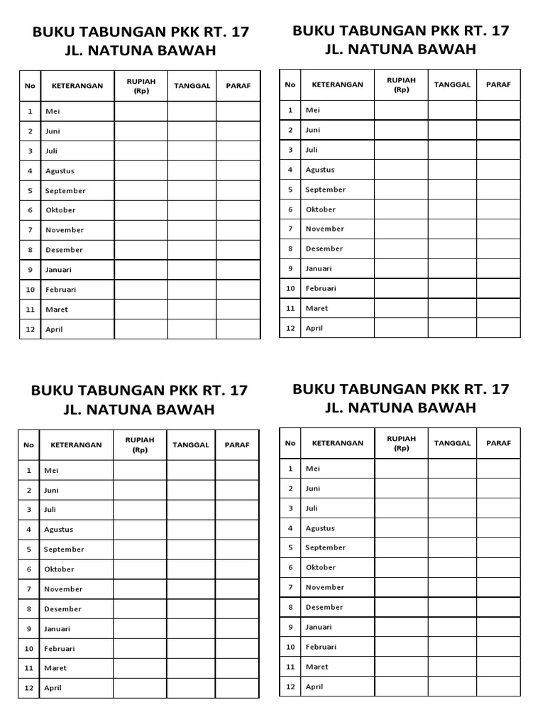 Buku Tabungan Rt. 17 | PDF