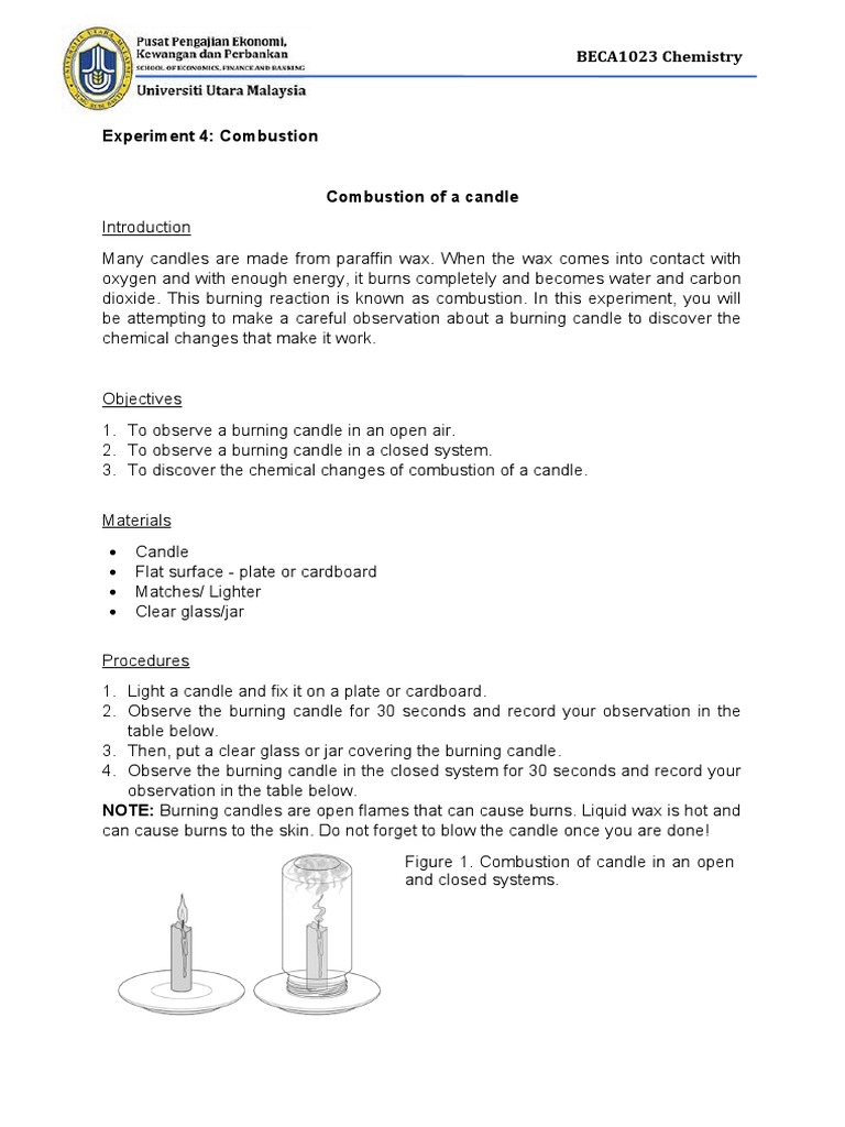 Experiment 4 | PDF | Combustion | Candle