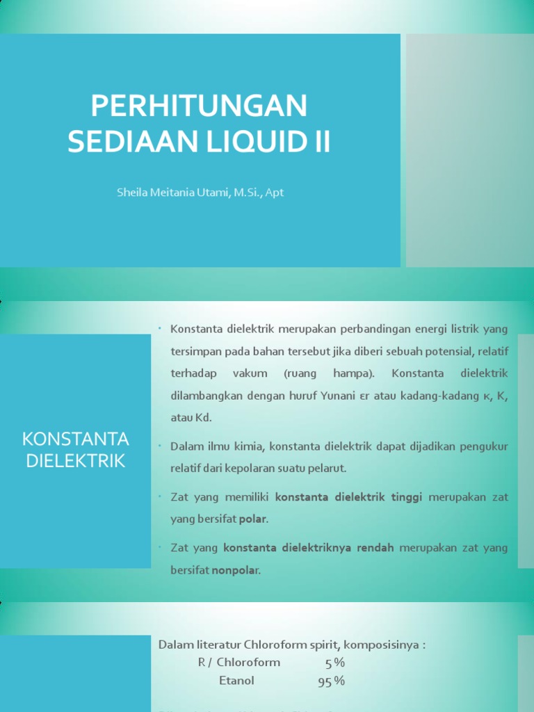 Pertemuan 4 - PERHITUNGAN SEDIAAN LIQUID II 2020 | PDF