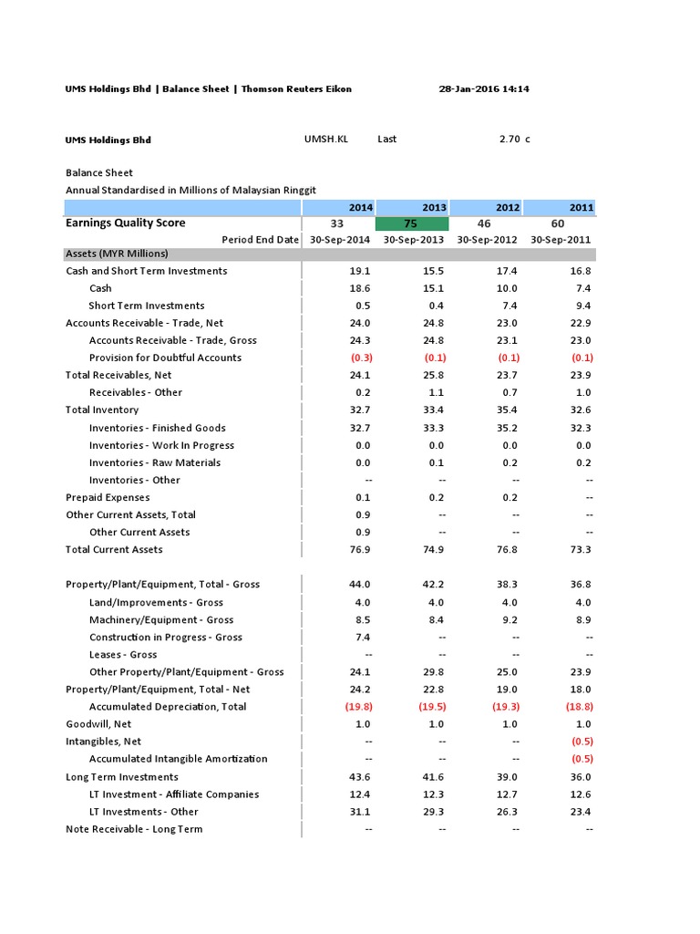 UMS Balace Sheet | PDF | Equity (Finance) | Stocks