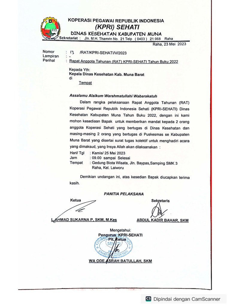 undangan RAT KPRI sehati | PDF