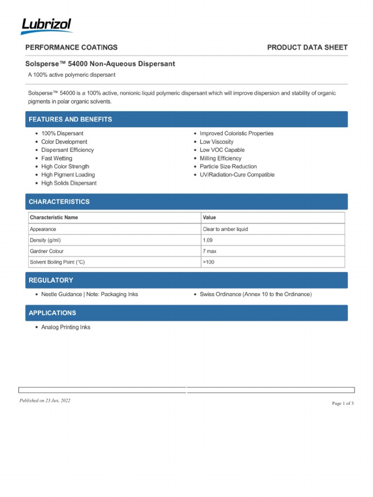 Solsperse 54000 TDS en | PDF