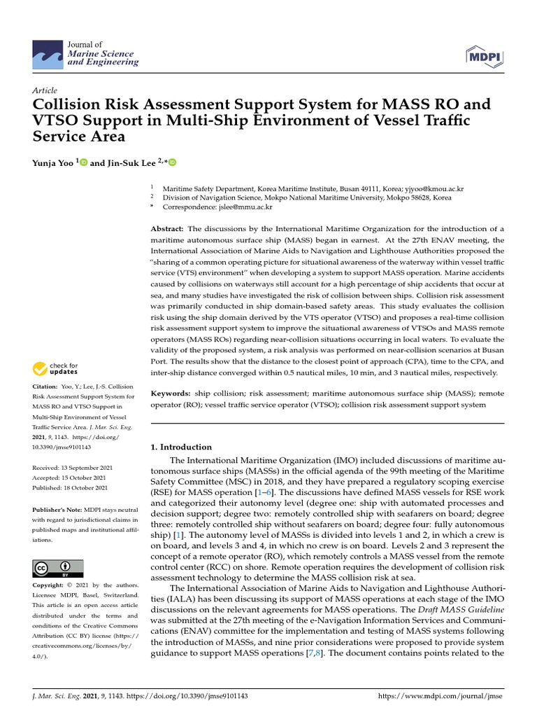 Collision Risk Assessment Support System For Mass Ro and Vtso Support ...