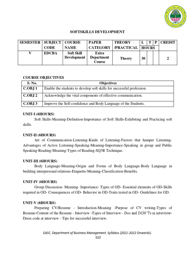 SSD Syllabus | PDF | Communication | Learning