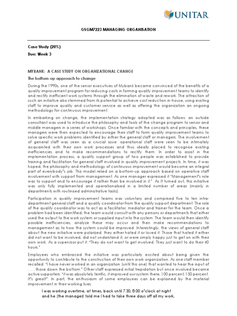 Managing Organisation Case-Study-Question | PDF | Top Down And Bottom ...
