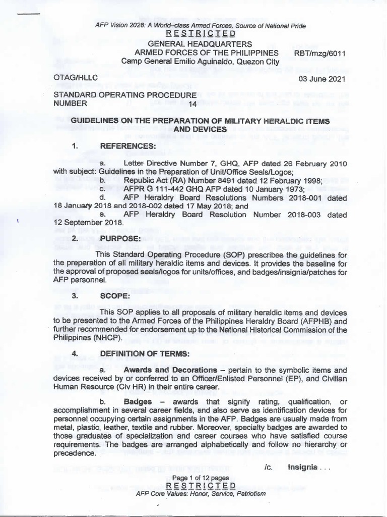 GHQ AFP, SOP NR 14 - Guidelines On The Preparation of Military ...