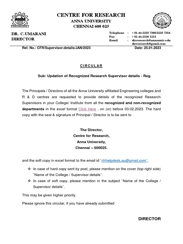 Supervisor Details Updation Pdf